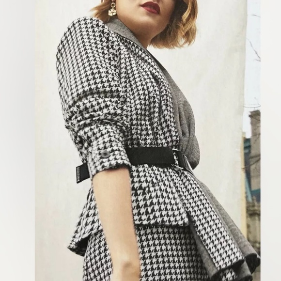 CAbi | Jackets & Coats | Cabi Houndstooth Black White Size M Medium Jacket 394 Unique Scarf ...